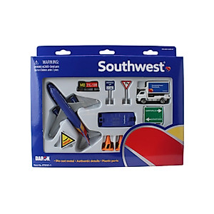 Daron Southwest Airlines Airport Playset with Die-Cast Metal Model Airplane with Plastic Parts, Cars and Transportation Toys for Kids Ages 3+