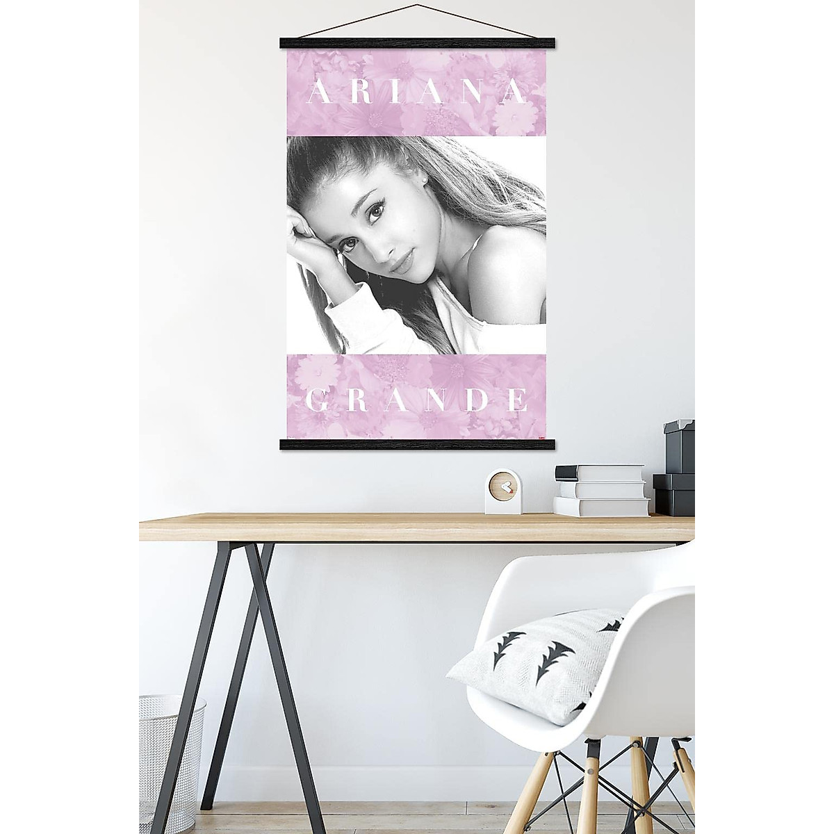 Trends International Ariana Grande - Floral Wall Poster, 22.375" x 34", Premium Print and Black Hanger Bundle