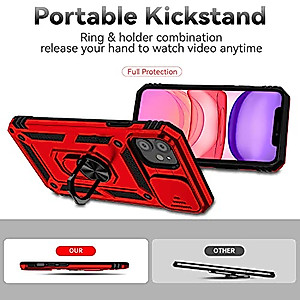 Hitaoyou iPhone 11 Case with Lens Protection, iPhone 11 Case with Camera Cover & Kickstand Military Grade Shockproof Heavy Duty Protective with Magnetic Car Mount Holder Phone case for iPhone 11 red