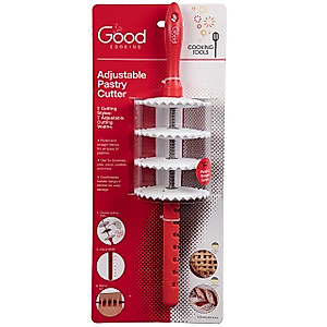 Adjustable Pastry Wheel Cutter w 4 Interchangeable Fluted, Lattice, and Straight Slicers and 7 Width Adjustments