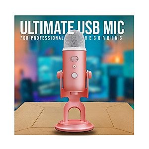 Blue Microphones Yeti USB Microphone Aurora Collection (Pink Dawn) Bundle with Monitor Headphones and Pop Filter (3 Items)