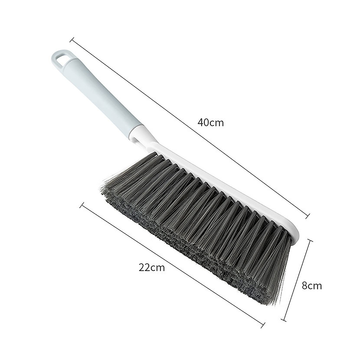 Hand Broom Cleaning Brush Soft Bristle Hand Brush Plastic Counter Duster Household Multifunction Dusting Brush with Long Handle for Cleaning Bed Car Sofa Furniture Clothes Carpet 15.7-Inch (White)