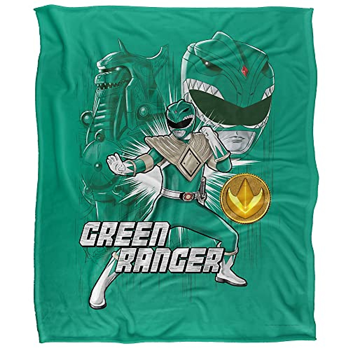 Power Rangers, 50"x60", Green Ranger Silky Touch Sherpa Back Super Soft Throw Blanket