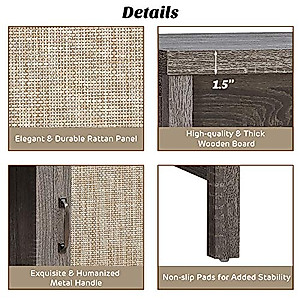 Tangkula Computer Desk with Storage Cabinet, Rustic Wooden Writing Desk Study Desk with Metal Handle, Compact Computer Desk Workstation Laptop PC Desk for Home Office (Grey Oak)