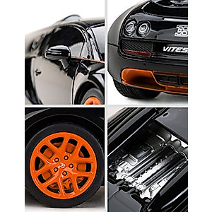 RASTAR RC Car | 1:24 Bugatti Veyron 16.4 Grand Sport Vitesse Radio Remote Control Racing Toy Car Model Vehicle, Black/Orange
