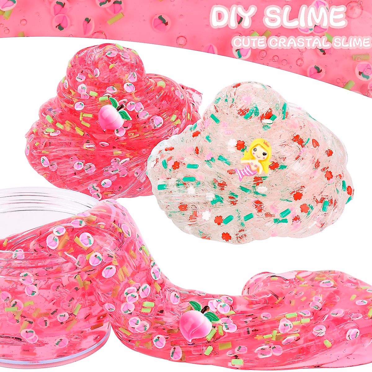 8 Pack Jelly Cubes Slime Kit,Non Sticky,Super Soft Sludge Toy,Birthday Gifts for Kids,DIY Premade Crystal Glue Boba Slimes Party Favor for Girls & Boys.