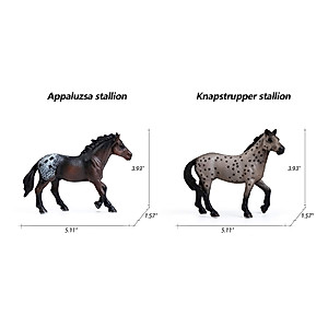 UANDME 8PCS Big Horse Mare and Stallion Toy Figures, Plastic Figurines, Horse Animal Toys for Girls and Boys, Horse Club Cake Topper Party Decoration
