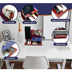 Gifts for Men Wood Phone Docking Station Gifts for him Husband Nightstand Organizer Cell Phone Stand Watch Holder Wallet Station Desk Organizers Gifts for Dad Birthday Gifts for Men