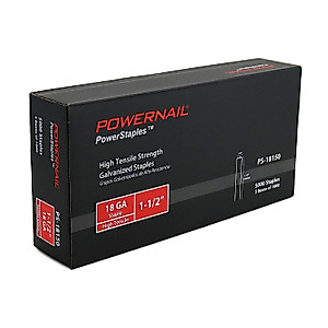 Powernail PS18150 18 Gauge 1/4 Inch Crown 1-1/2 Inch Length Chisel Point Narrow Crown Staples (Case, 30000ct)