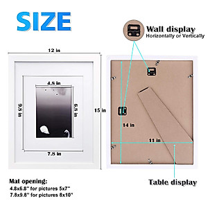Egofine 11x14 Picture Frames Set of 4, Made of Solid Wood Covered by Plexiglass 5x7 and 8x10 with Mat or 11x14 without Mat, for Table Top Display and Wall Mounting Photo Frame White