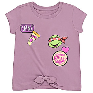 Teenage Mutant Ninja Turtles Leonardo Michelangelo Raphael Little Girls 2 Pack T-Shirts Purple/Blue 6