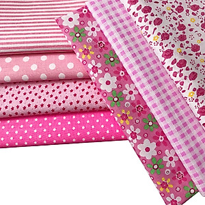Quilting Fabric Misscrafts 7pcs 50 x 50cm Cotton Fabric DIY Making Supplies Craft Patchwork Fabric Bundle Fat Quarter Pre-Cut Quilt Squares for DIY Sewing Scrapbooking (Pink)