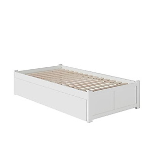 AFI Concord Twin XL Size Platform Bed with Footboard & Twin XL Trundle in White