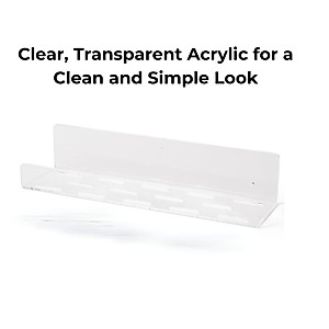 Acrylic Shower Shelves 2 Pack - Clear Acrylic Shelves for Bathroom, Shower, Living Room-Space-Saving Floating Shower Shelves for Inside Shower - No Drill Wall-Mounted, Strong Adhesive Shower Shelves
