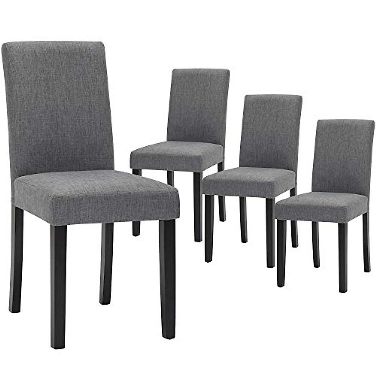 LSSBOUGHT Set of 4 Classic Fabric Dining Chairs Dining Room Chair with Solid Wood Legs, Grey