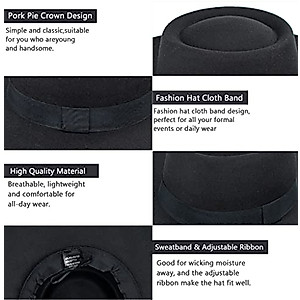 Women Men Classic Felt Fedora Hat Wide Brim Flat Top Boater Hat