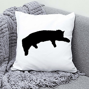 Decorbox Lazy Black Cat 18x18 Inch Throw Pillow Cover,Kitty Lover Minimalism Decorative Cushion Case,Home Room Bed Couch Spring Summer Fall Autumn Winter Halloween Christmas Decor Gift Soft Pillowcase