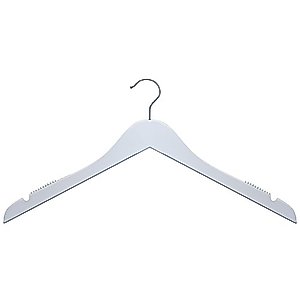 NAHANCO 20517 Wooden Top Hanger, Flat, 17", High Gloss White Finish (Pack of 100)