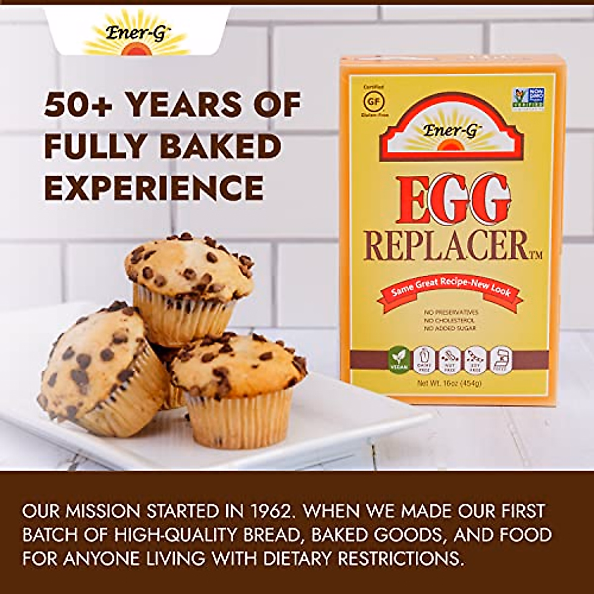 Vegan Egg Replacer by Ener-G | Gluten Free, Vegan, Nut Free, Non-GMO, Kosher | 16 oz Package | 2-Pack