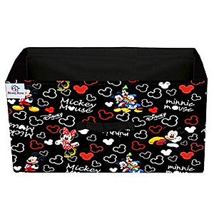 Heart Home Disney Mickey Print Non Woven Fabric 3-Replacement Drawer Storage And Cloth Organizer Unit for Closet (Black)-HHEART16028