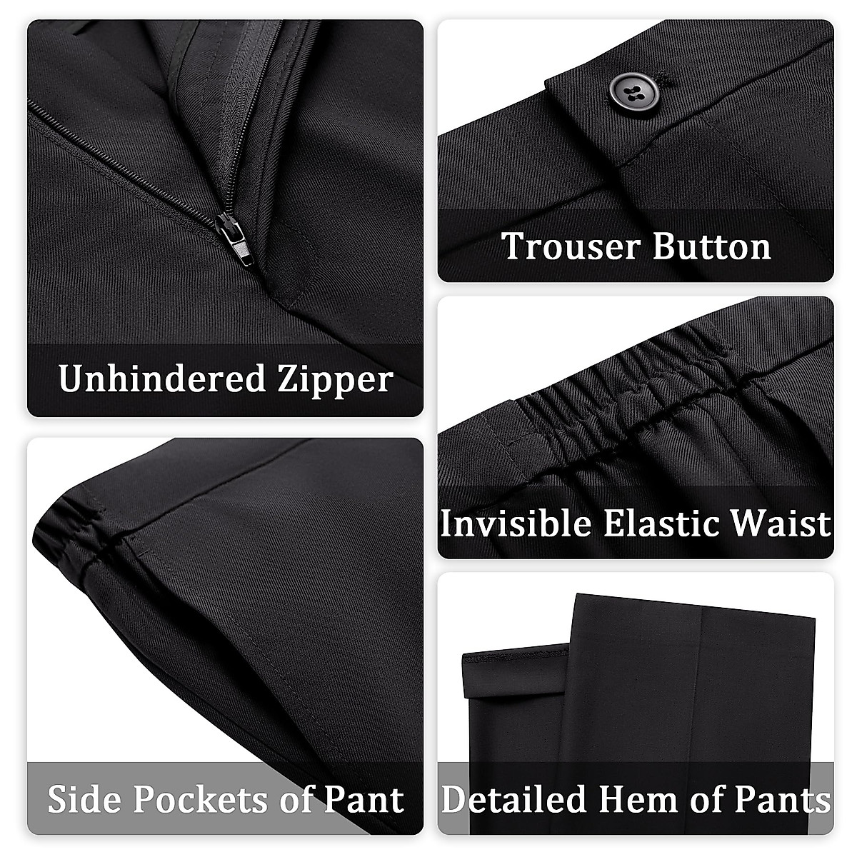 Kelyaa Women's 2 Piece Suit Lady 2 Button Notched Lapel Business Work Office Slim Fit Blazer Jacket Pants Set Black