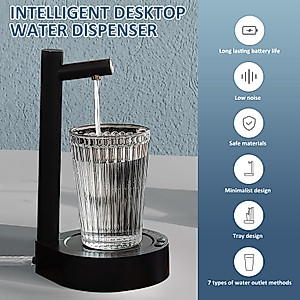 5 Gallon Water Dispenser, Desktop Water Dispenser Countertop Water Pump Electric, Portable Water Dispenser USB-C Charging for Indoor Outdoor Using - Black