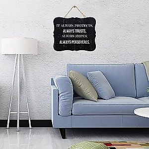 Distressed Wood Home Sign It Always Protects, Always Trusts, Always Hopes, Always Perseveres Motivational Wood Plaque Sign Quote Rustic with Saying Quotes Home Décor Signs for Kitchen Cabin 8x10 Inch