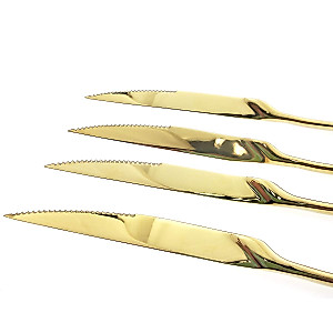 Uniturck Steak Knives 18/10 Heavy-Duty Stainless Steel Steak Knife Set of 6 for Chefs Commercial Kitchen - Great For BBQ Weddings - Dinners - Parties All Homes & Kitchens (Mirror Polished Gold)