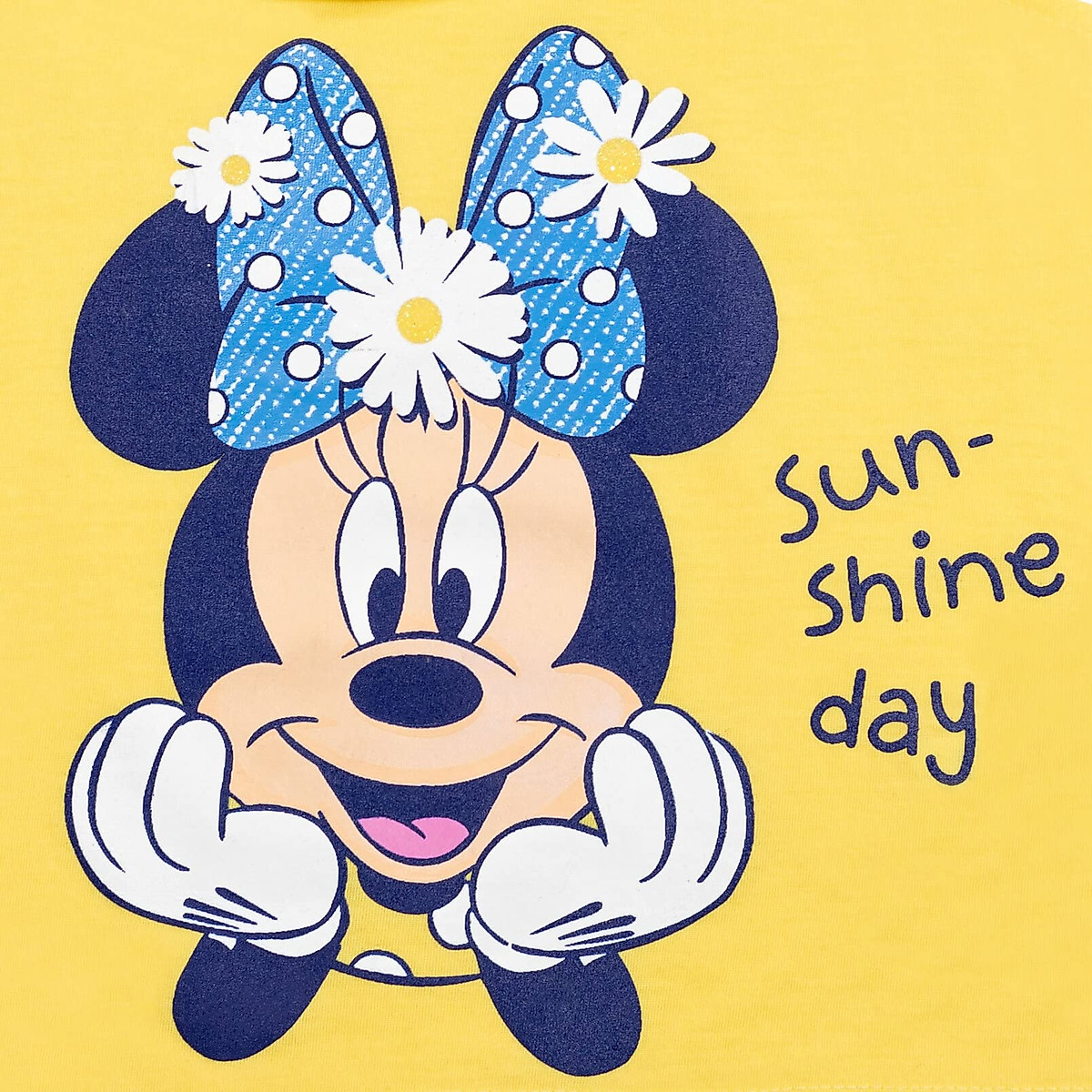 Disney Minnie Mouse Infant Baby Girls Tank Top French Terry Shorts and Scrunchie 3 Piece Outfit Set Yellow Daisies 18 Months