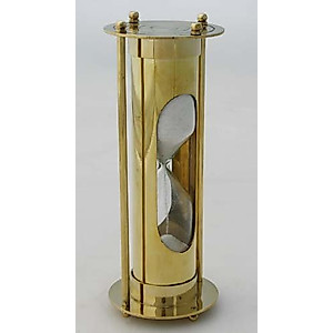 RedSkyTrader Brass 7" Antique Style Hourglass: 5 Minute Sand Timer, one size