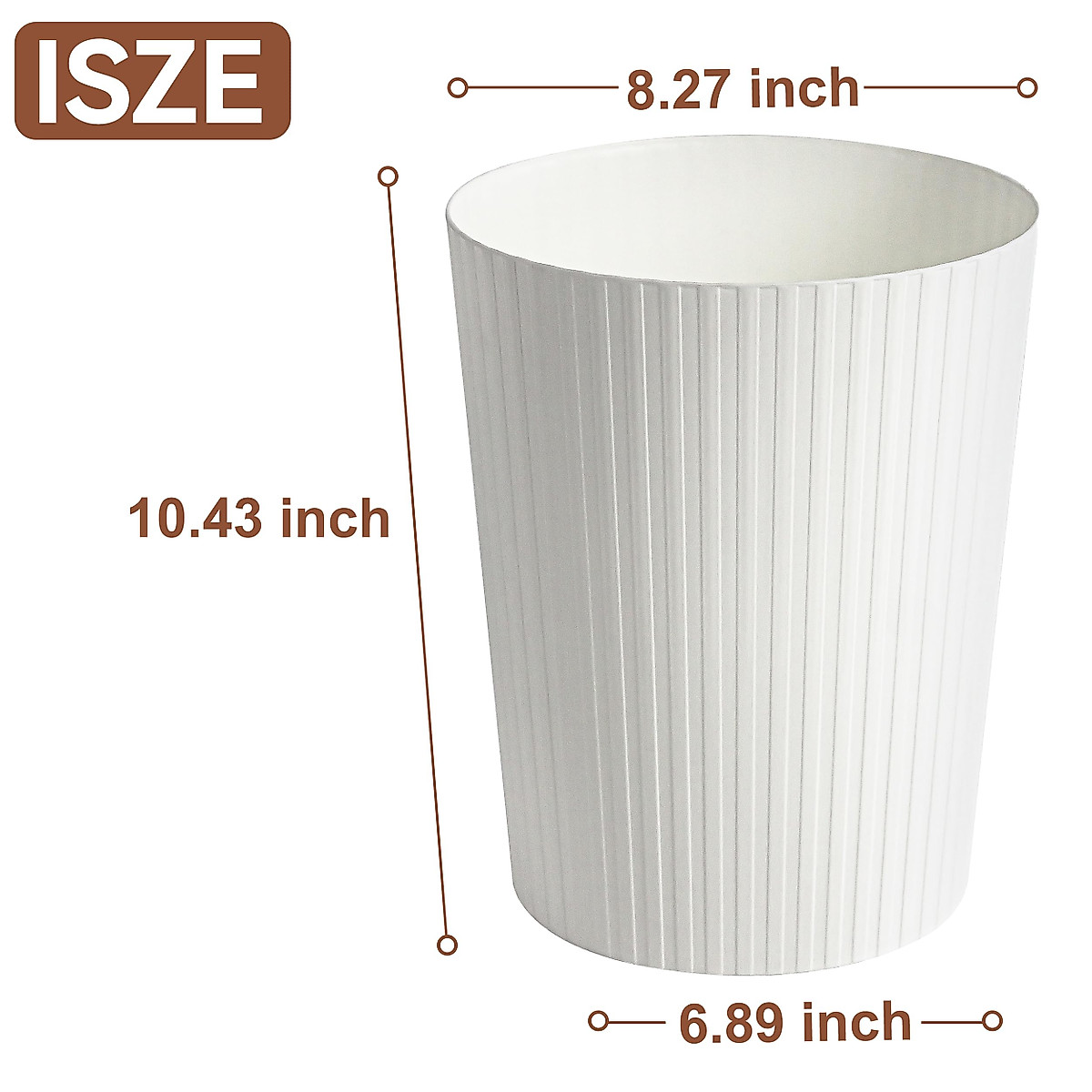 Soddeph 2.5 Gallon Trash Can, Plastic Wastebasket Garbage Trash Bin,Waste Trash Bin,Round Container Bin for Office,Home,Bathroom,Kitchen(White 1 Pack)