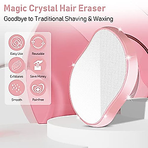 hoyesch Crystal Hair Eraser for Women and Men, Reusable Crystal Hair Remover Magic Painless Exfoliation Hair Removal Tool, Magic Hair Eraser for Back Arms Legs (Pink)