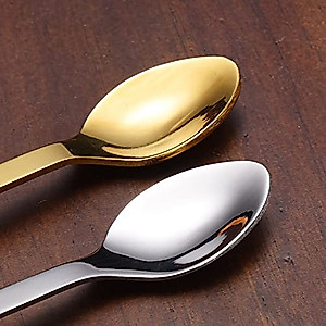 Cat Spoon Coffee Tea Spoon,Stainless Steel Hanging Cup Teaspoons Demitasse Mini Long Cute Kitten Stirring Spoon for Dessert Drink Mixing(Silver)