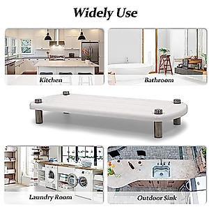 JAEZZIY Sink Caddy Instant Dry Bathroom Kitchen Sink Organizer, Sponge Holder for Kitchen Sink Diatomaceous Earth Water Absorbing Stone Sink Tray for Sponge, Soap Bottles, Toothbrush Cup, (White)