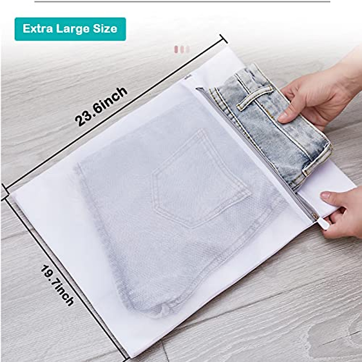 3PCS Durable Honeycomb Mesh Laundry Bags Wash Bags for Lingerie Stockings,Polyester Fine Mesh Fabric Cord Bag for College,Dorm,Storage() (19.7"×23.6“)