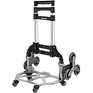 VEVOR Stair Climbing Cart, 15.4" x 10.6" Folding Hand Truck, 176 LBS Weight Capacity Aluminum Alloy Hand Cart with 10 Crystal Castors Suitable for Carry Luggage, Shopping Groceries, Transport Goods