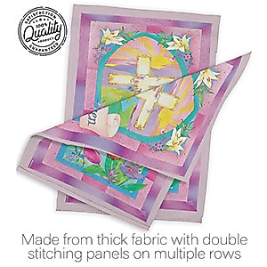 Breeze Decor Christ is Risen Garden Spring Easter Egg Bunny Chicks Cross Religious Christian Rejoice Tulip Decorative Gift House Banner Double Sided, Thick Fabric, Small Flag Only