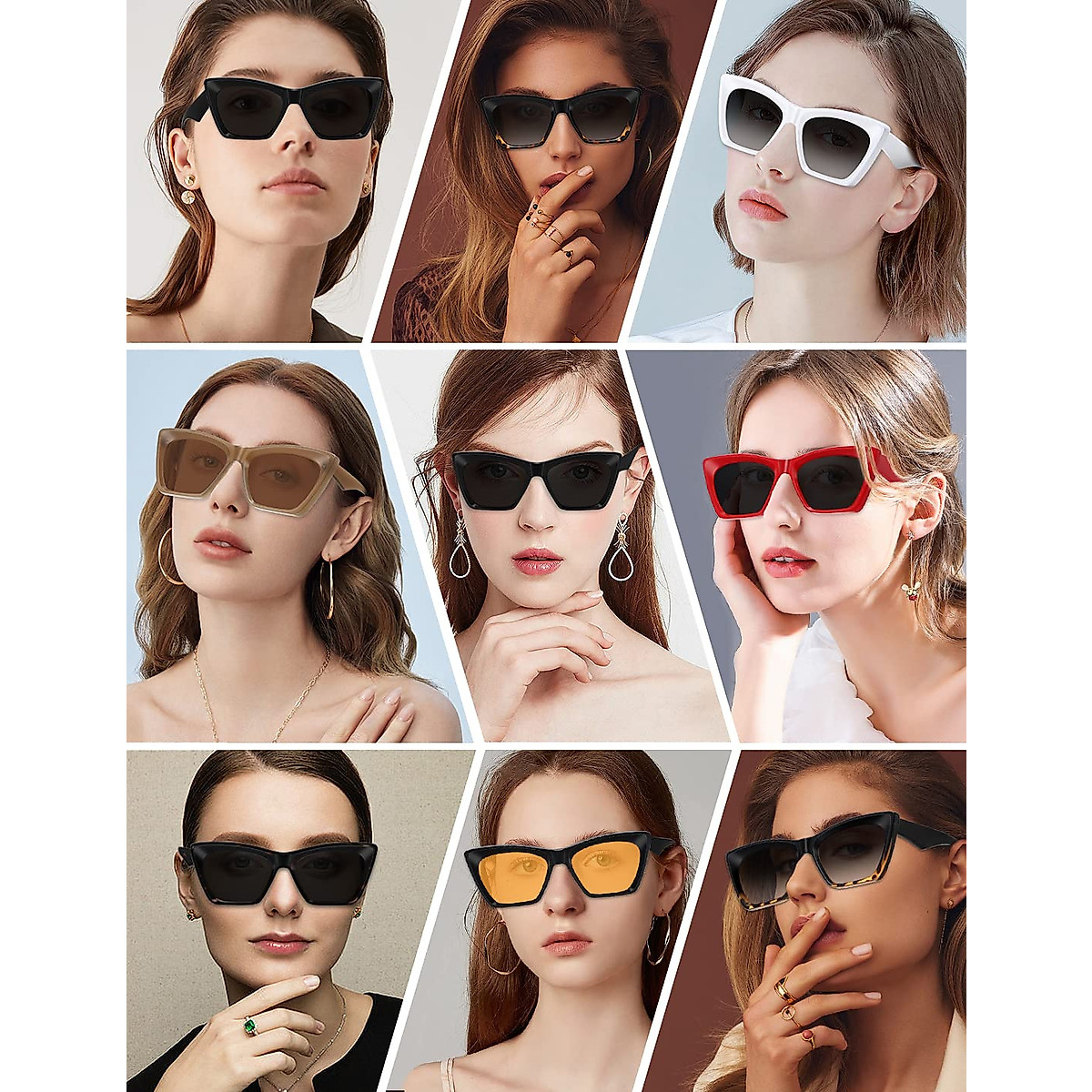 MASDUN Retro Square Cateye Sunglasses for Women Men Trendy Designer shades party dress up sunglasses (Black - Dark leopard print)