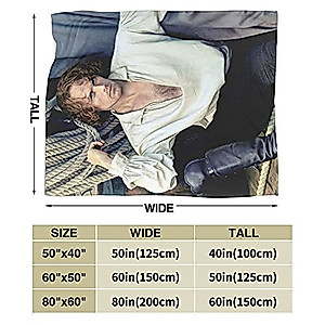 Outlander Jamie Fraser Blanket Throw Blankets Ultra Soft Flannel Lightweight Throws for Couch, Bed, Plush Fuzzy Flannel Microfiber Warm Thermal Blanket All Seasons Use 80"x60"
