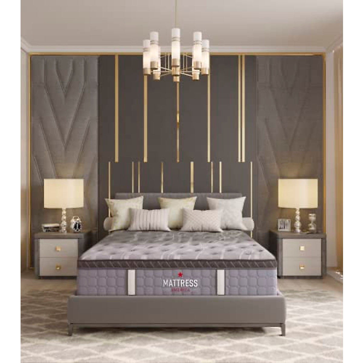 Mattress America Frost 13 Inch Hybrid Pocket Coil Pillow Top Mattress Gel Infused Memory Foam (Queen)