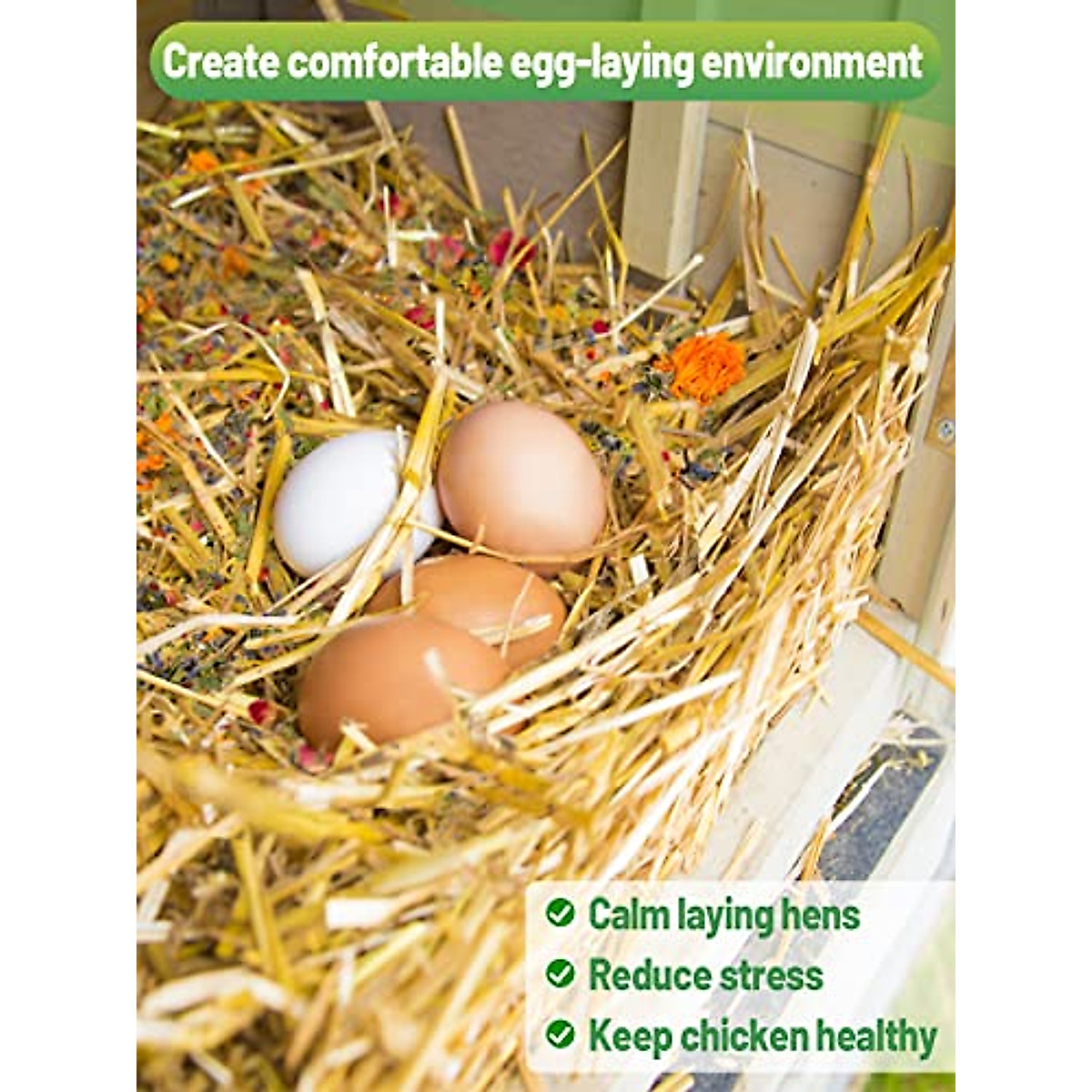 Chicken Nesting Herbs - 14 Oz Natural Nesting Box Herbs in 6 Dried Flower & Herbs for Keeping Coop Fresh and Create Comfortable Environment for Chickens