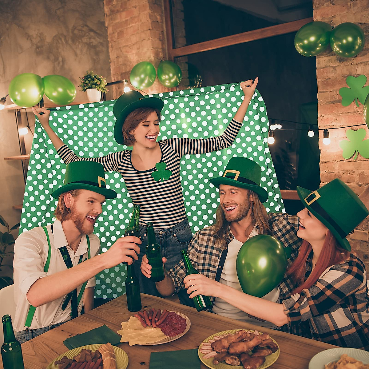 4PCS Cotton Lightweight Scarf for Women 4 Patterns 71 x 23.6 In Multipurpose Scarves and Wraps for Women Holiday Outfits Gift (Green Shamrock)