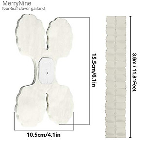 Reusable Party Streamers, MerryNine Four-Leaf Clover Paper Flower Garland for Party, Wedding Decoration, About 10 Feet/3M Each, Pack of 6 (Pure White)