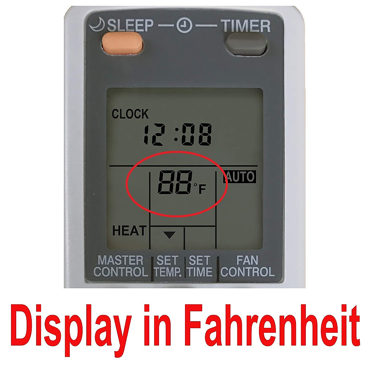 RCECAOSHAN Replacement for Fujitsu Air Conditioner Remote Control for Model AR-DL10 AR-DL12 ASU18C1 ASU18R1 ASU24C1 ASU24R1 ASU30C1 ASU18T ABU22 ABU30 ABU36 (Display in Fahrenheit Only)