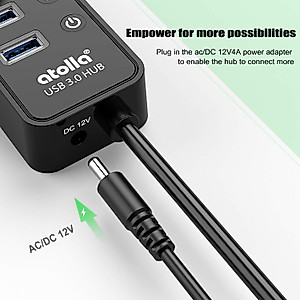 Powered USB 3.0 Hub, Atolla USB 3.0 Data Hub 11 Ports - 7 USB 3.0 Data Ports + 4 Smart Charging Port with Individual On/Off Switches and 12V/4A Power Adapter USB Hub 3.0 Splitter