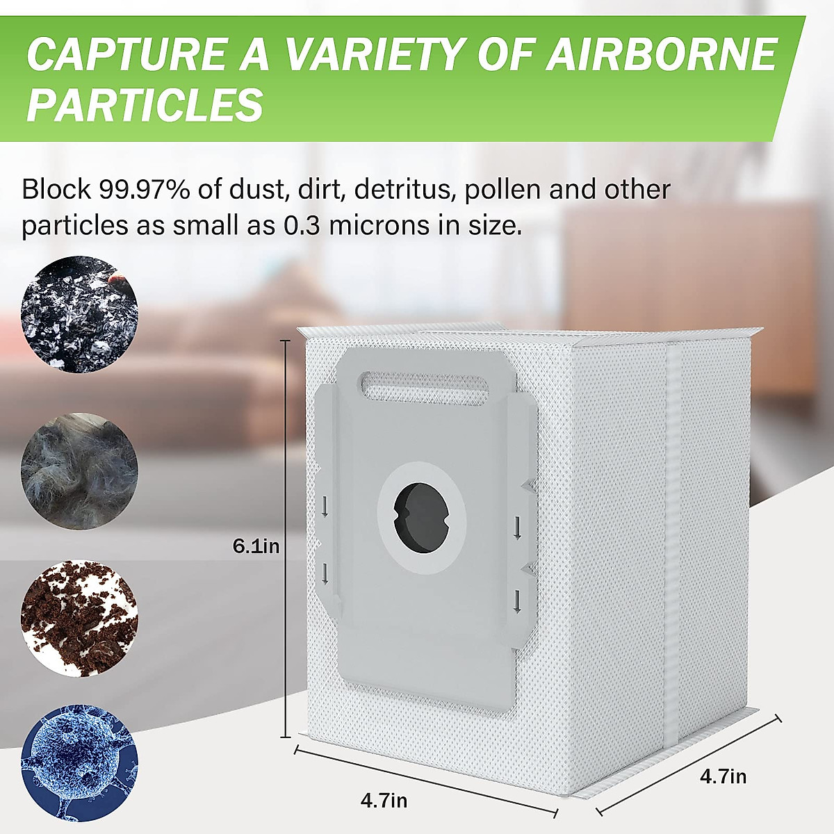 8 Pack Reusable Vaccum Bags for iRobot Roomba Bags i & s & j Series, i7, i7+, i7Plus, i3, i3+, i4, i4+, i6, i6+, i6Plus, j7, j7+, i8, i8+, s9, s9+, s9Plus Vacuum with Automatic Dirt Disposal Bags