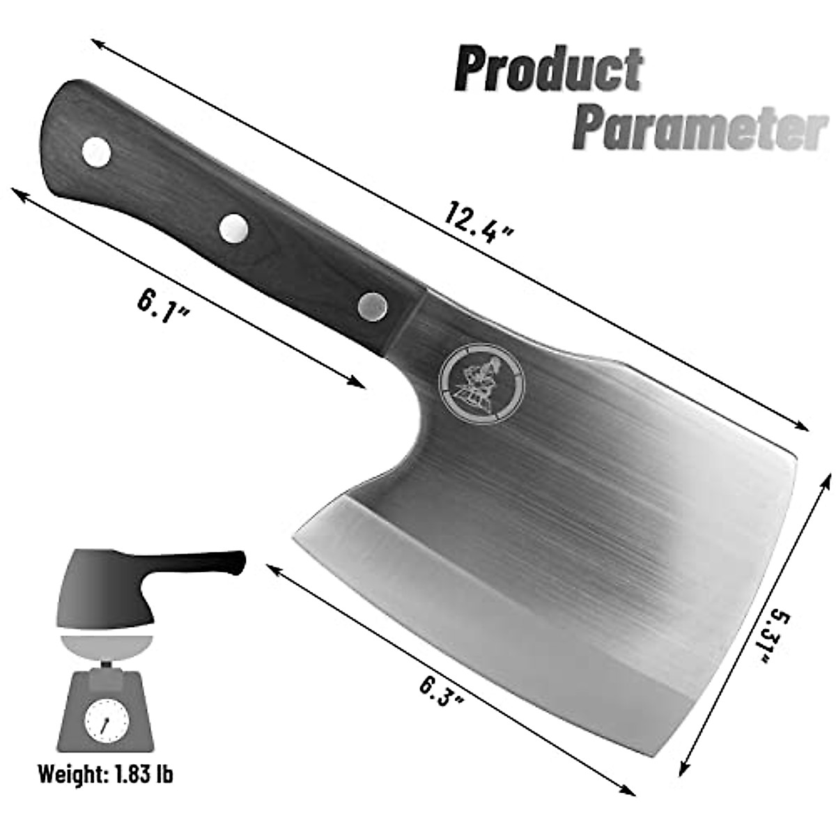 Kitory Super Heavy Duty Meat Cleaver eapecially for big bone and frozen meat - bone breaker - butcher kitchen axe knife - K5S