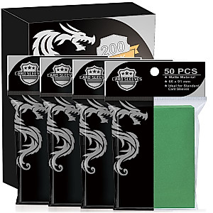 200Pcs Trading Card Sleeves Top Loader,Penny Card Sleeves Fit for Magic,MTG and Yugioh Cards, Baseball,Football, Baskteball Cards(Green)