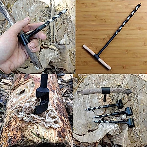 UONDER Multipurpose Manual Survival Drill Bit, with a Wooden Stick Hand Auger Woodworking Hole Saw Bit Fix The ​Tent Nails for Outdoor and Camping Perfect Addition Tool to Survival (Size : 0.866in)