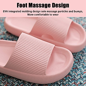 rosyclo Cloud Slippers for Women and Men, Pillow Slippers Massage Shower Bath Bathroom Soft Comfy Thick Sole Lady Garden House Cloud Cushion Slide Sandals Platform Shoes, Pink